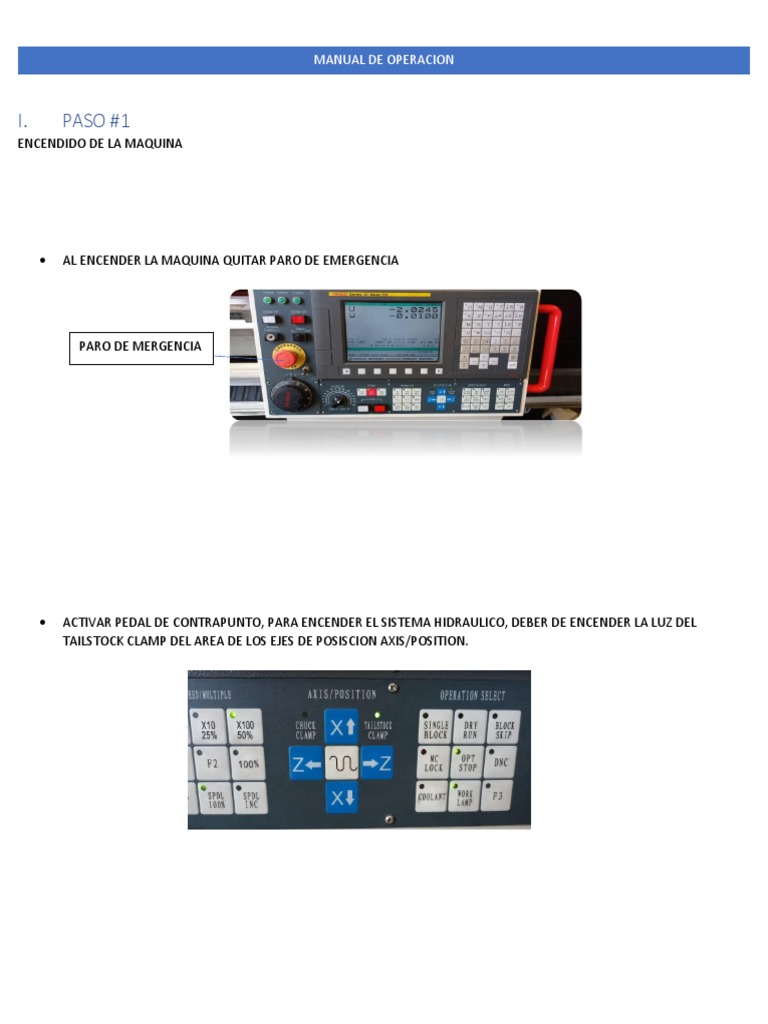 Manual de Operación Torno CNC Fanuc | PDF | Bienes manufacturados