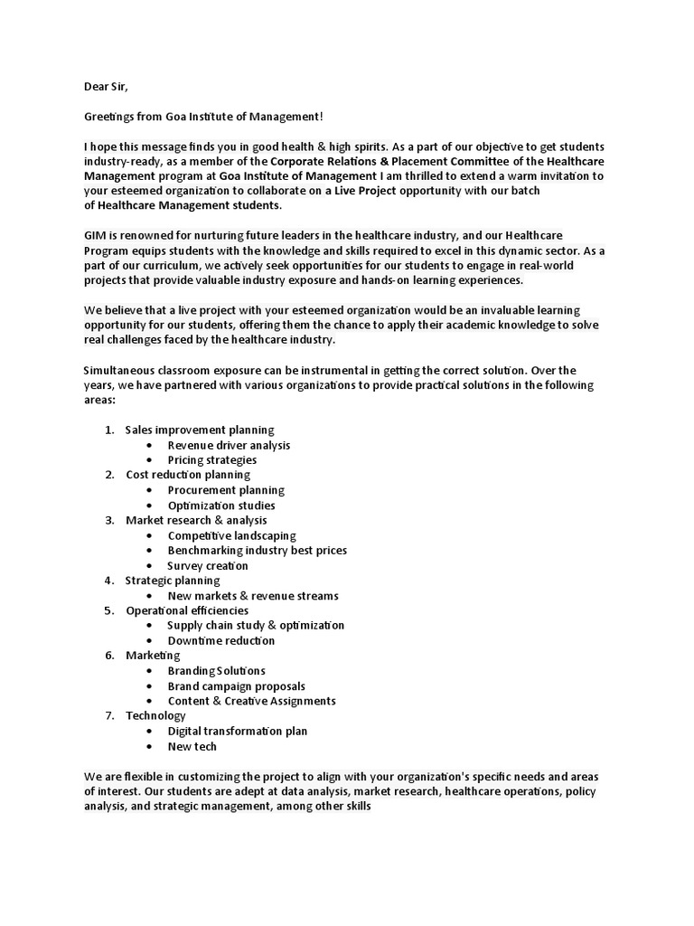 LinkedIn Draft for Live Project | PDF | Health Care | Strategic Management