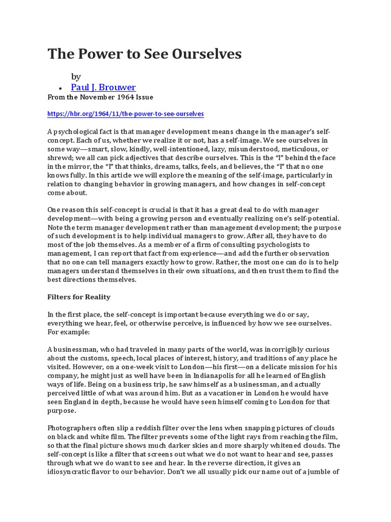 The Power To See Ourselves | PDF | Self Concept | Attitude (Psychology)