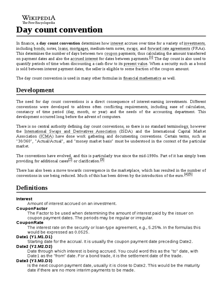 Day Count Convention | Download Free PDF | Economies | Fixed Income