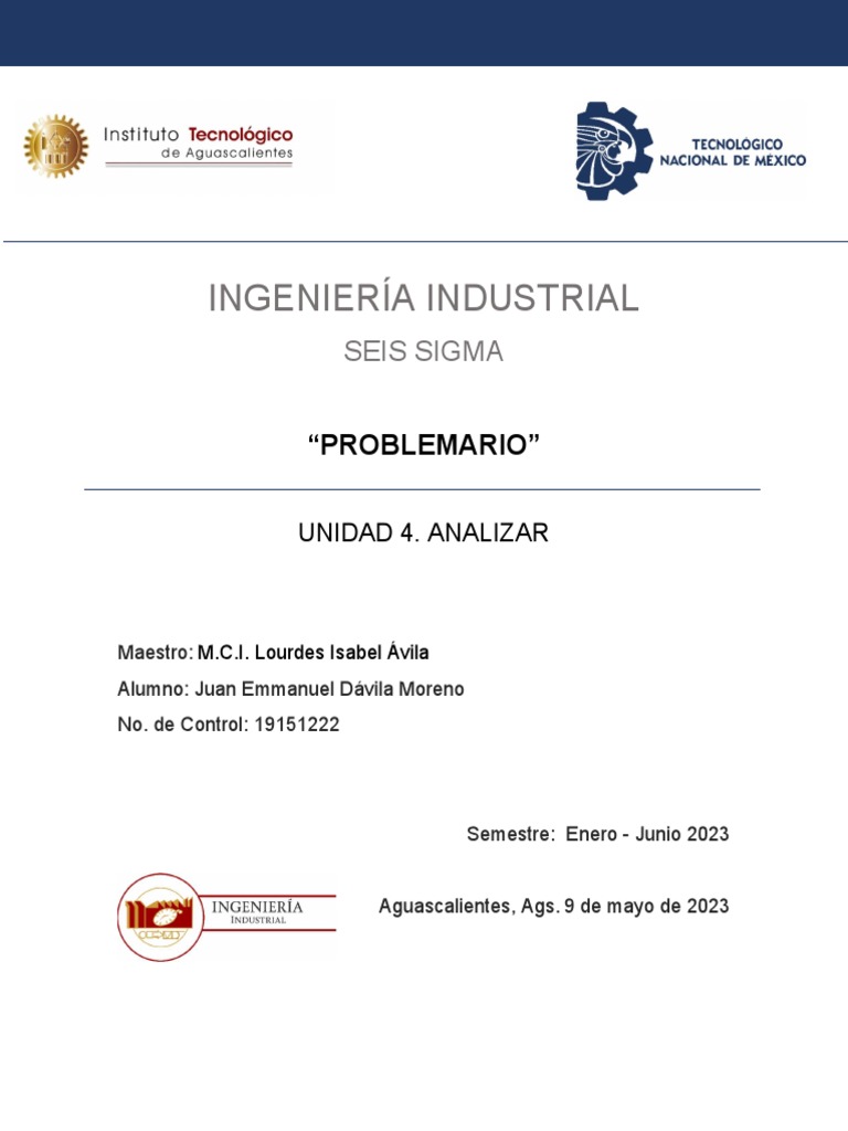 Problemario U4 - Jedm - Six Sigma | PDF | Análisis de variación | Six Sigma