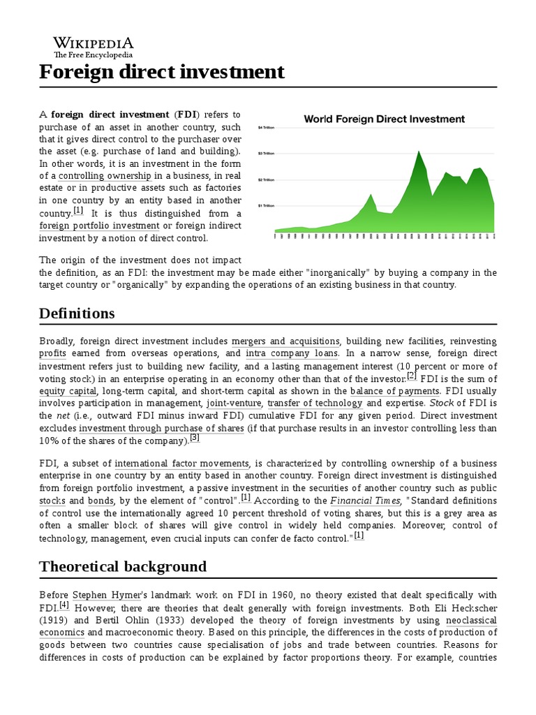 Understanding Foreign Direct Investment | PDF | Foreign Direct ...