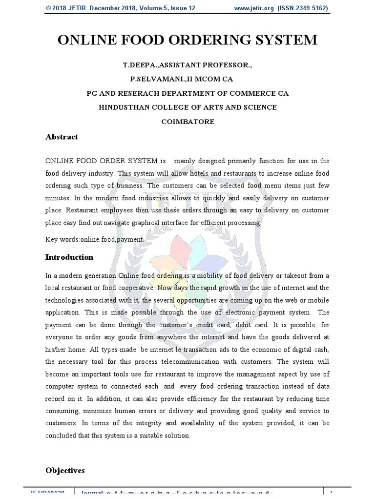 Online Food Ordering System Overview | PDF | Computers