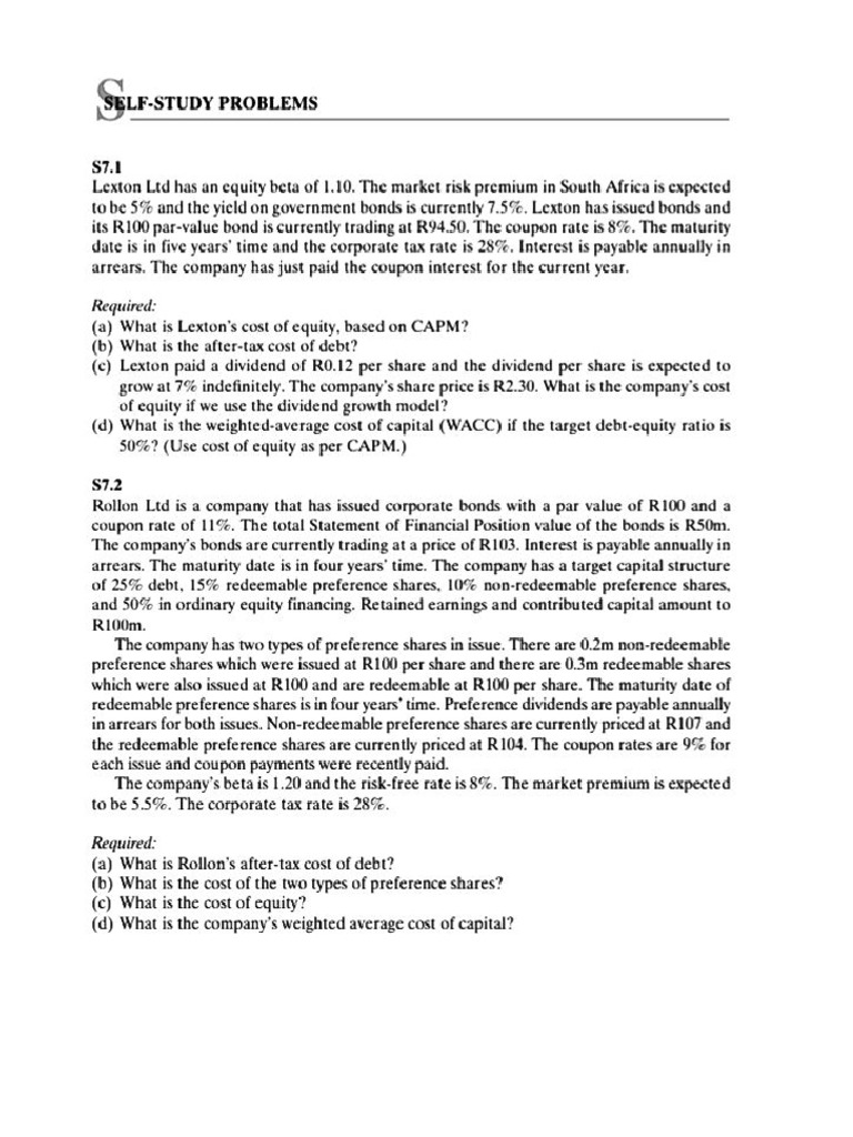 Cost of Capital Exercises | PDF