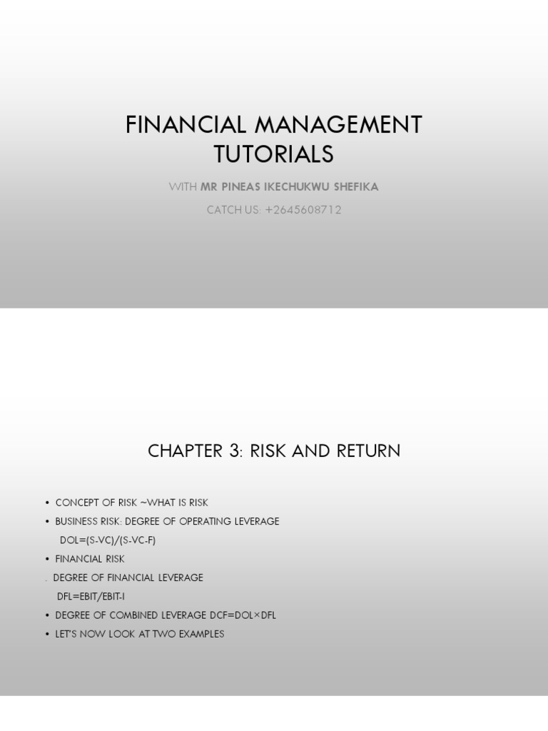Financial Management Tutorials | PDF