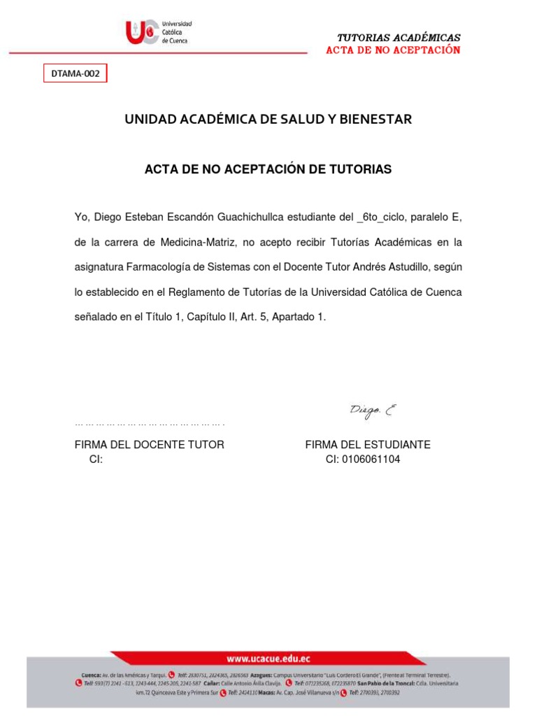 Acta de No Aceptacion Dtama-002 | PDF