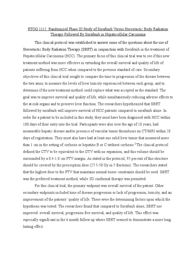 SBRT and Sorafenib in HCC Study | PDF | Radiation Therapy | Health Care