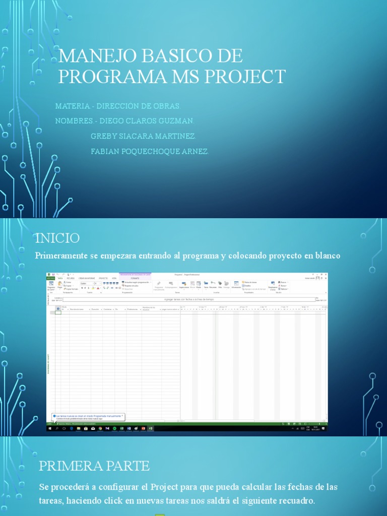 Manejo Basico de Programa MS Project | PDF | Calendario