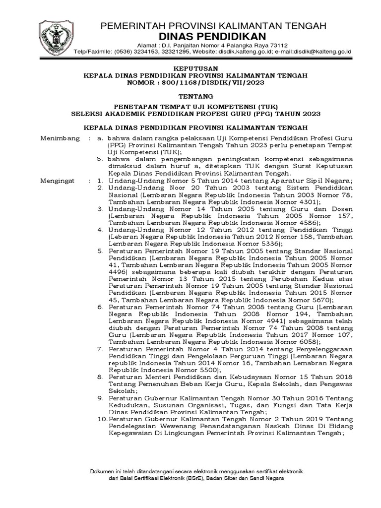 SK TUK SELEKSI PPG - Sign | PDF