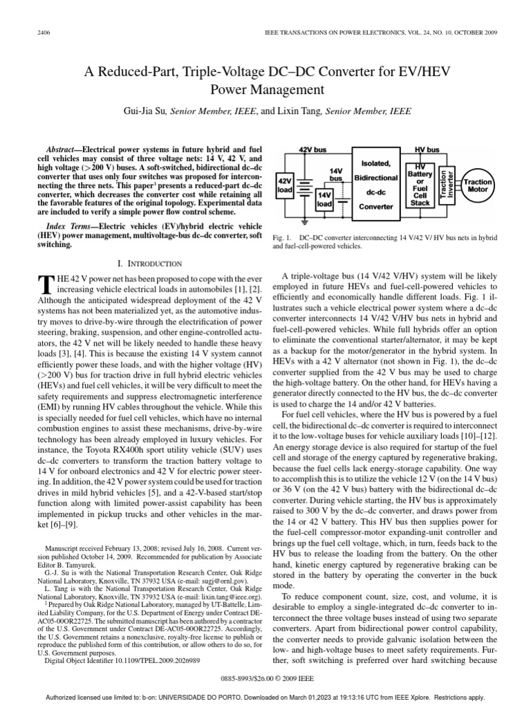 A Reduced-Part Triple-Voltage DCDC Converter For EV HEV Power Management | PDF | Direct Current ...