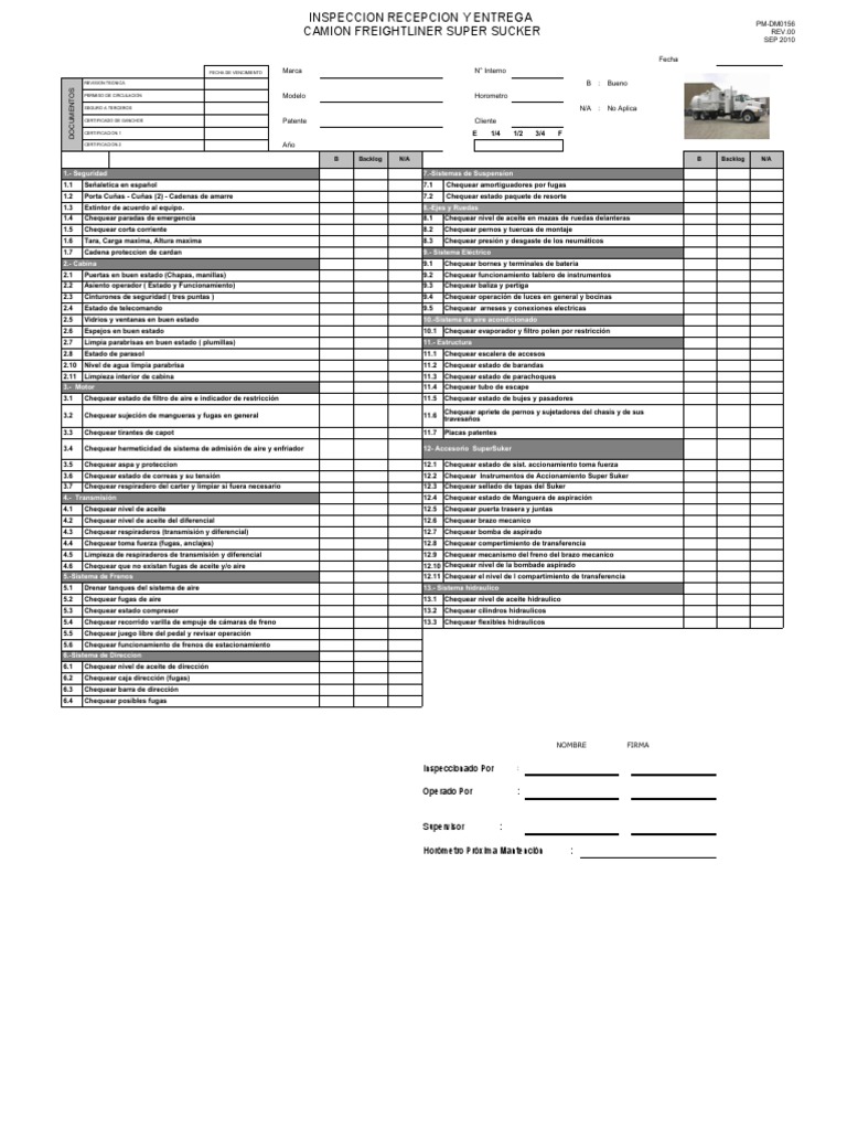 Inspeccion SUPER SUCKER | PDF | Eje | Tecnologías automotrices