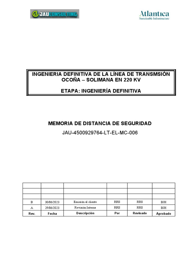 JAU-4500929764-LT-EL-MC-006 Memoria de Distancia de Seguridad - Rev B | PDF | Transmisión de ...