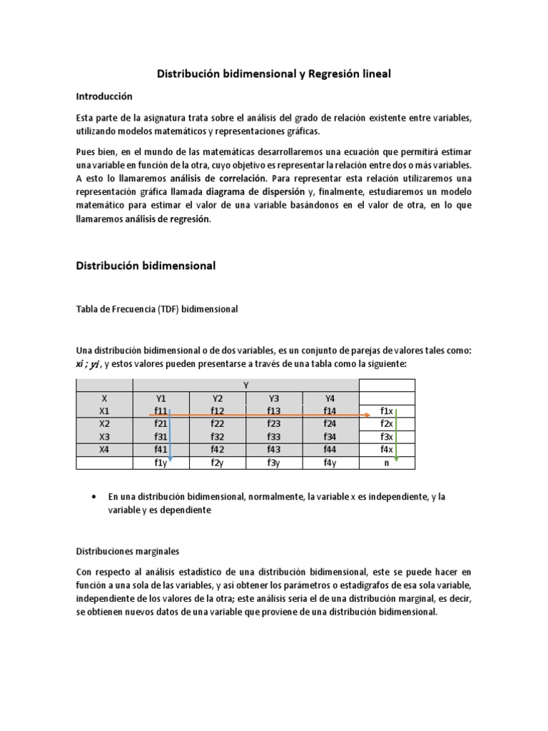 Distribución Bidimensional y Regresión Lineal | Descargar gratis PDF ...