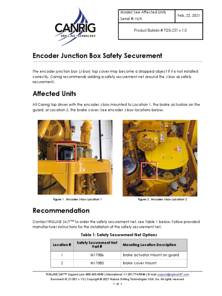 TDS-231 Encoder J-Box Safety Secure PB (21-001) | PDF