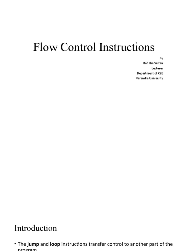 Flow Control Instructions | PDF | Control Flow | Software Engineering