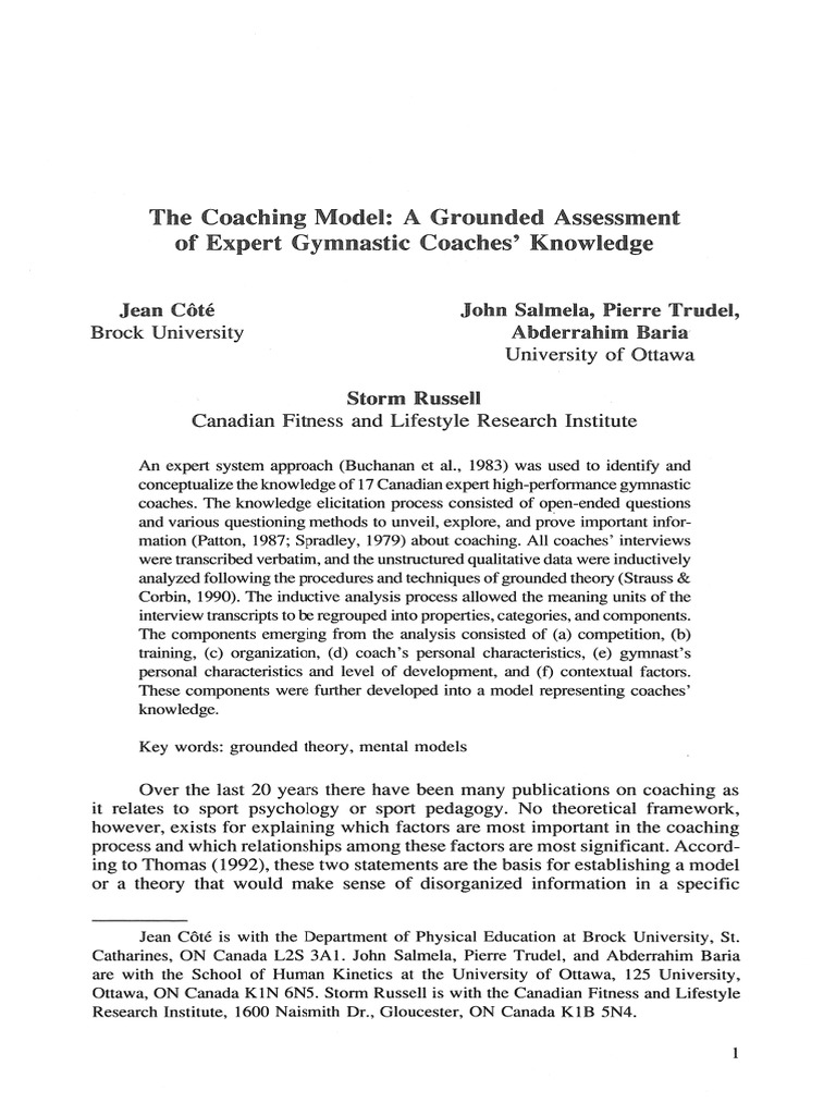 The Coaching Model A Grounded Assessment | PDF | Conceptual Model | Expert