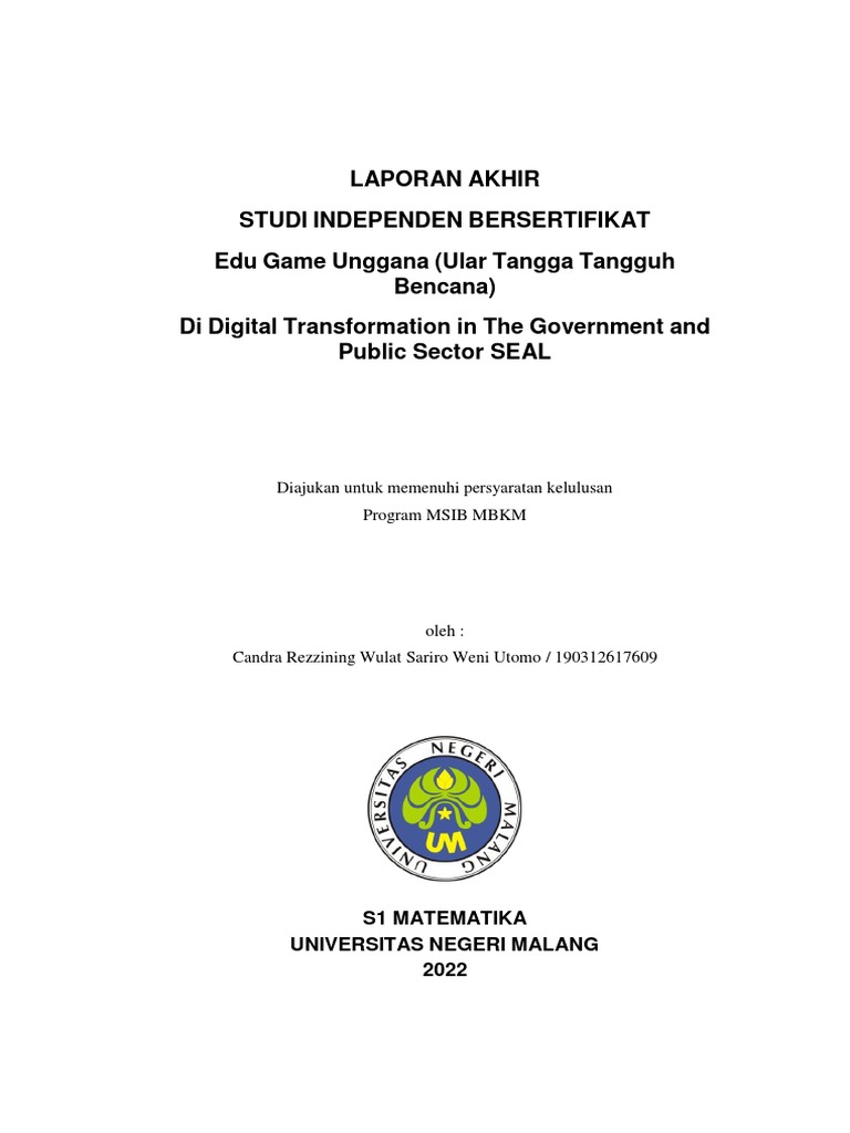 Laporan Akhir - Studi Independen - Candra Rezzining Wswu - 190312617609 | PDF | Bisnis | Seni