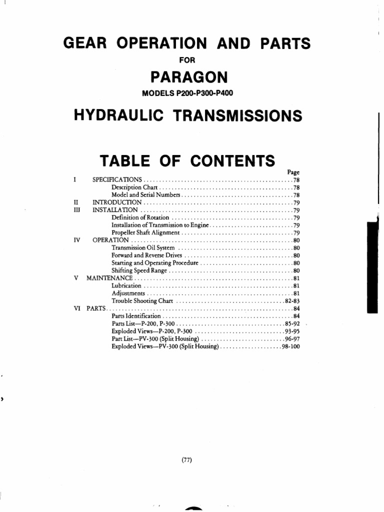 Paragon P200-P400 Transmission Manual | PDF
