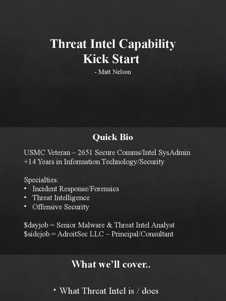 Nelson-Matt-Threat Intel Capability Kick Start | PDF