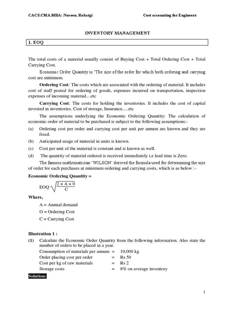 Material Costing Theory and Numericals | Download Free PDF | Lean Manufacturing | Inventory