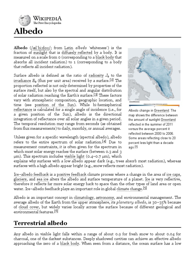 Albedo - Wikipedia | PDF