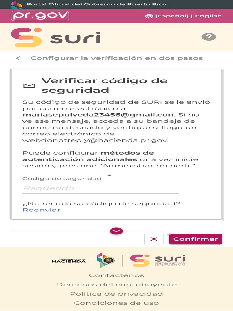 SURI - Añadir Correo Electrónico - Verificar Códi | PDF