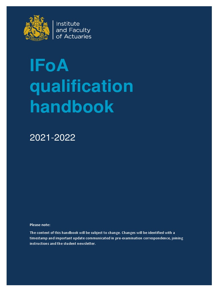 IFoA Qualification Handbook 2021 | PDF | Actuarial Science