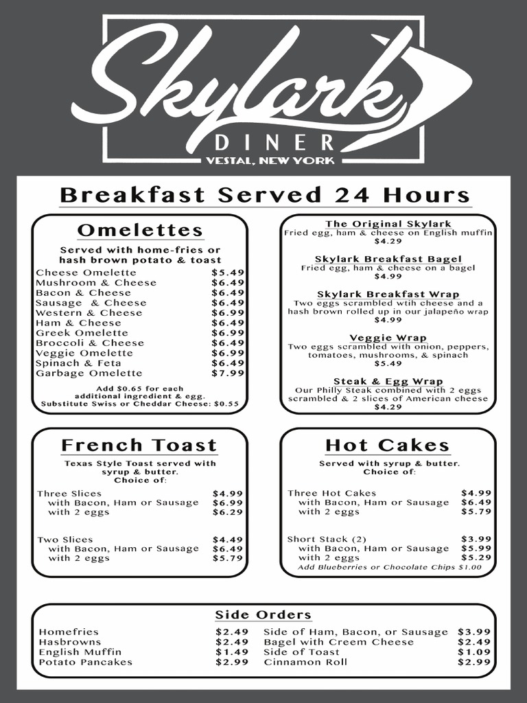 Skylark Menu | PDF