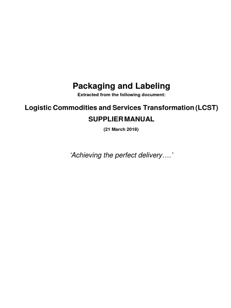 Annex 2 Packaging and Labeling | PDF | Packaging And Labeling | Pallet