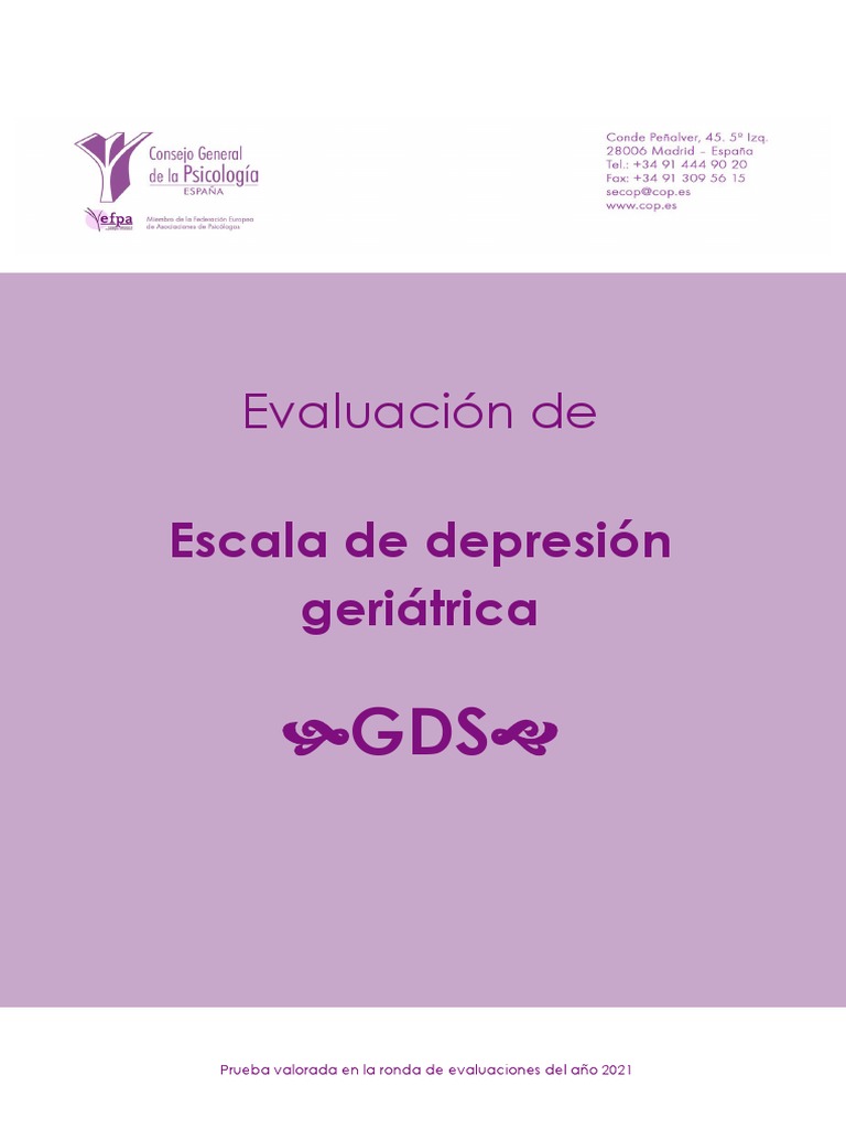 GDS Evaluacion COP | PDF | Validez (Estadísticas) | Depresión (estado ...