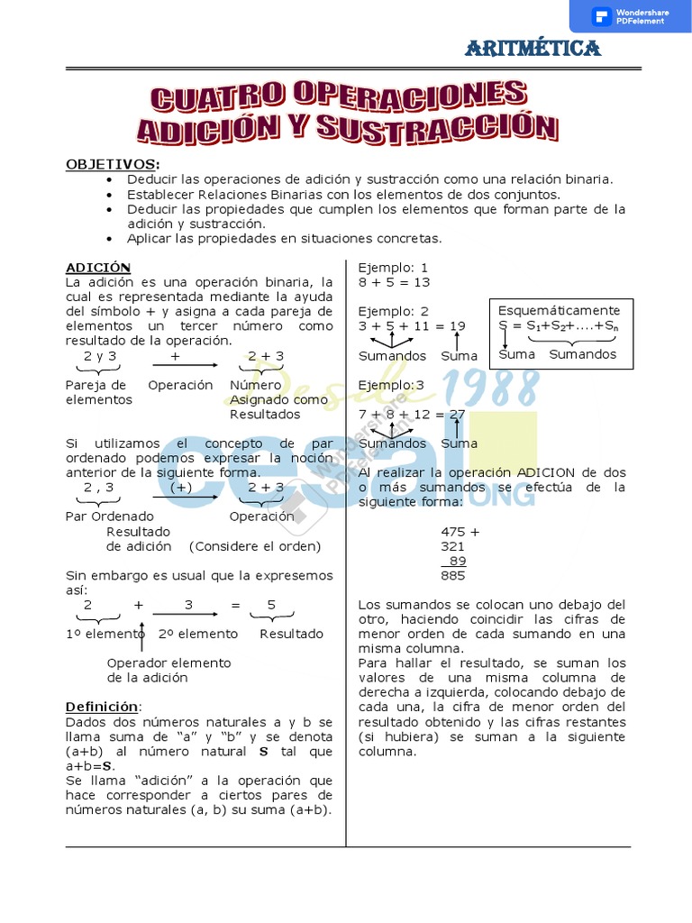 Cuatro Operaciones Básicas 05 09 | PDF | Multiplicación | Sustracción