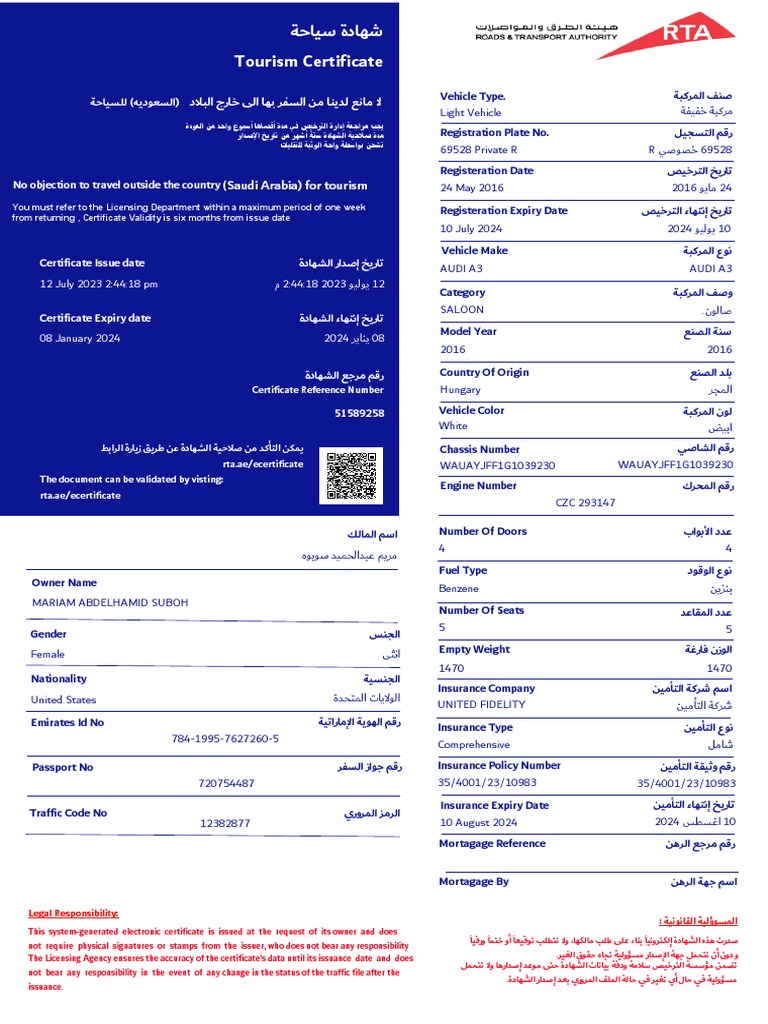 My-Certificate 67 | PDF | Transport | Vehicles