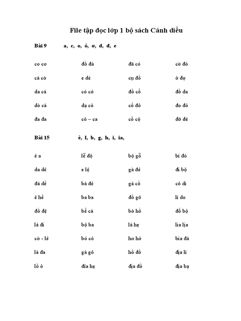 File Tap Doc Lop 1 Bo Sach Canh Dieu | PDF