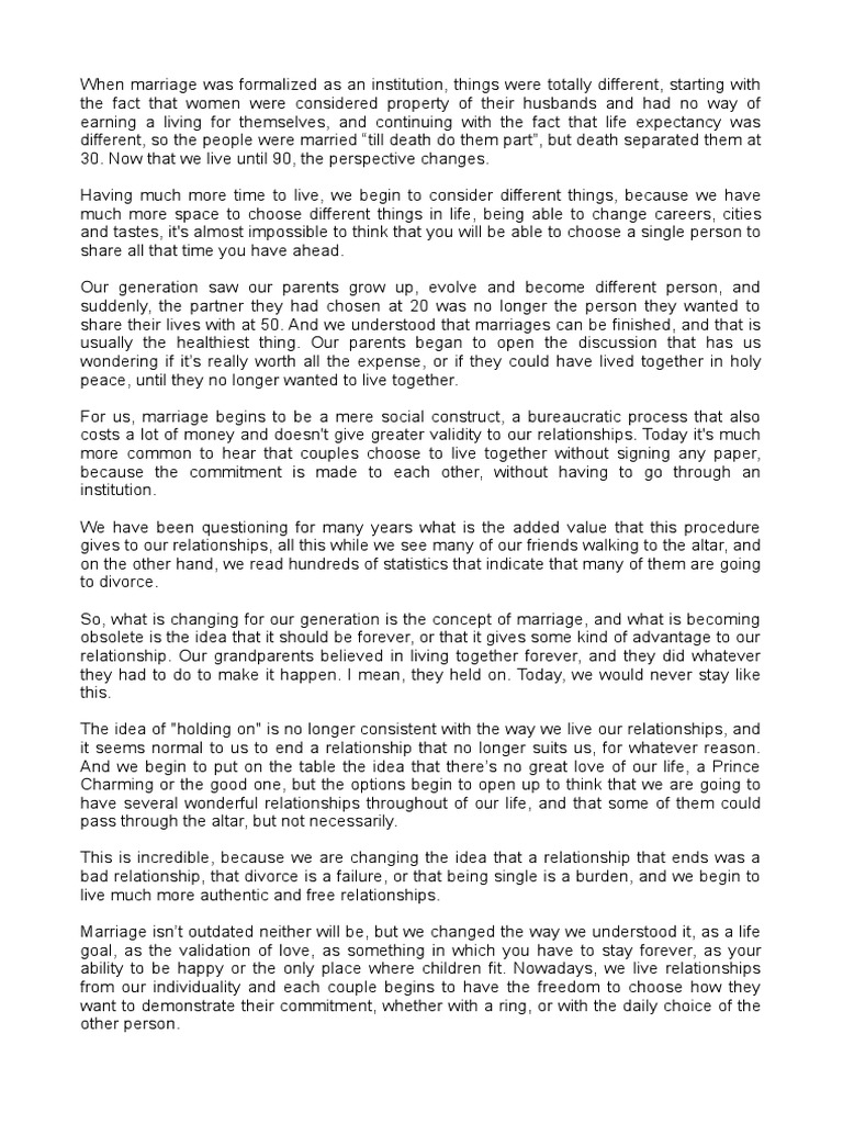 Marriage Is Outdated | PDF | Marriage