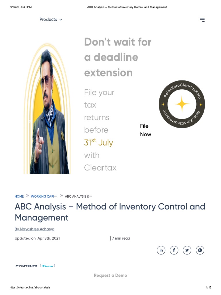 ABC Analysis - Method of Inventory Control and Management | PDF ...