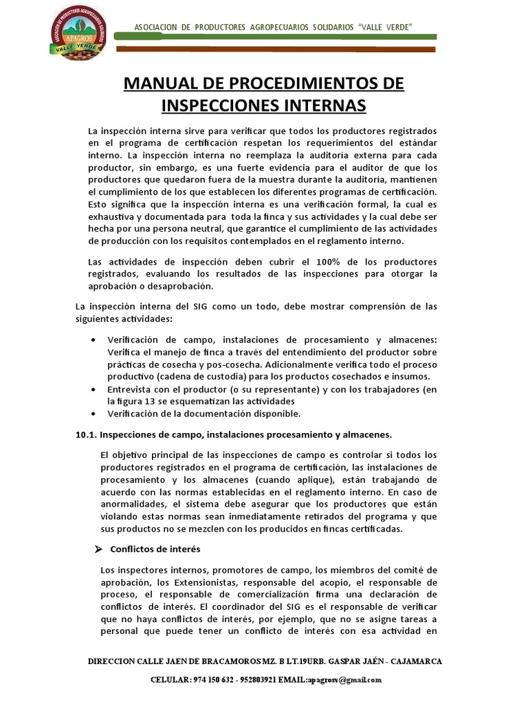 Procedimiento de Inspección Interna | PDF | Auditoría | café