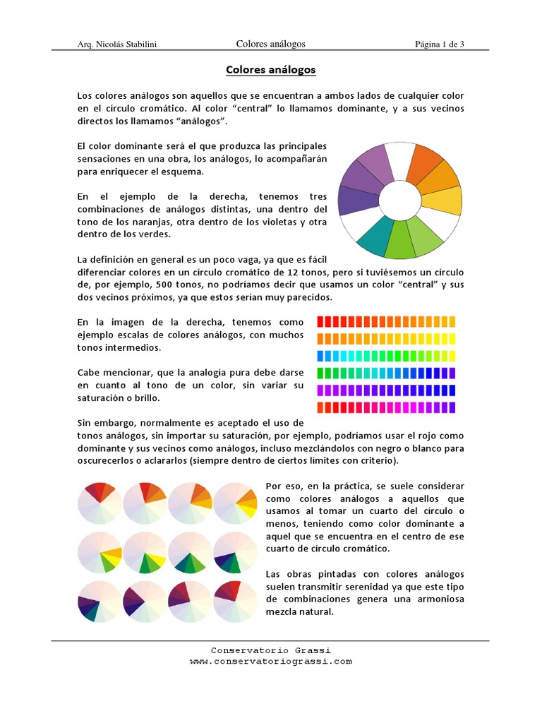 Colores Análogos en el Círculo Cromático | PDF | Color | Gráficos de ...