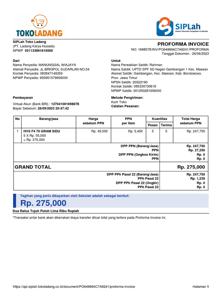 Proforma Invoice Po649994c7a9241 | PDF