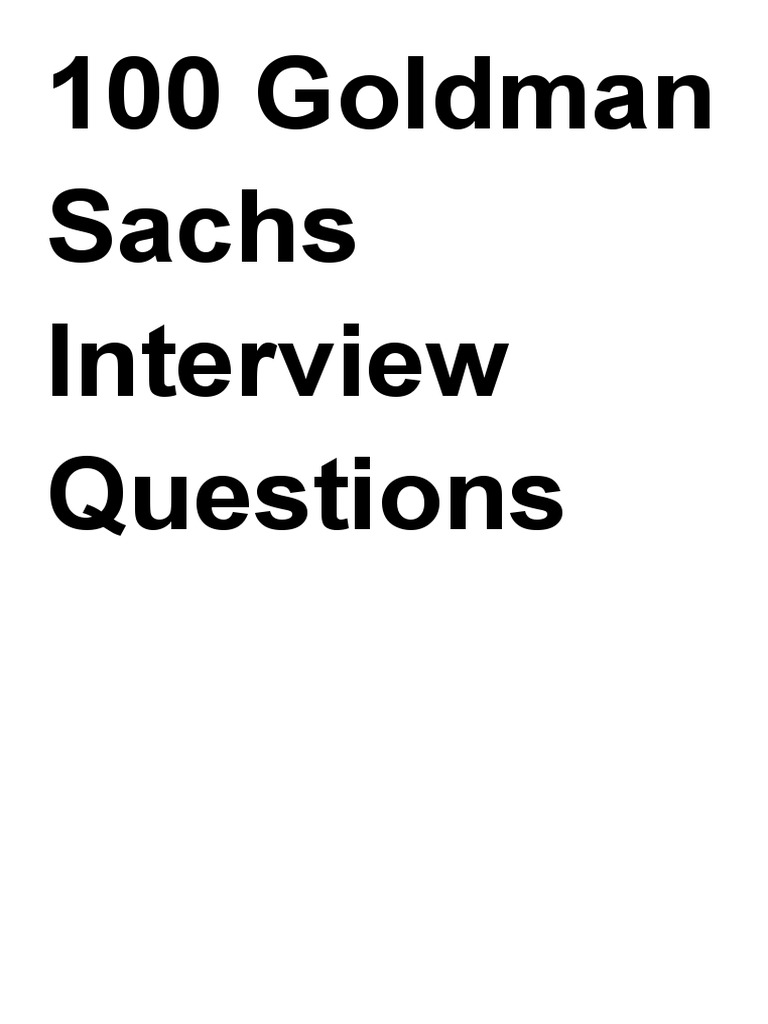 100 Goldman Sachs Interview Questions 1683104455 Pdf