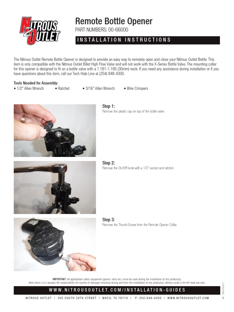 0066000-remote-bottle-opener | PDF | Equipment | Manufactured Goods