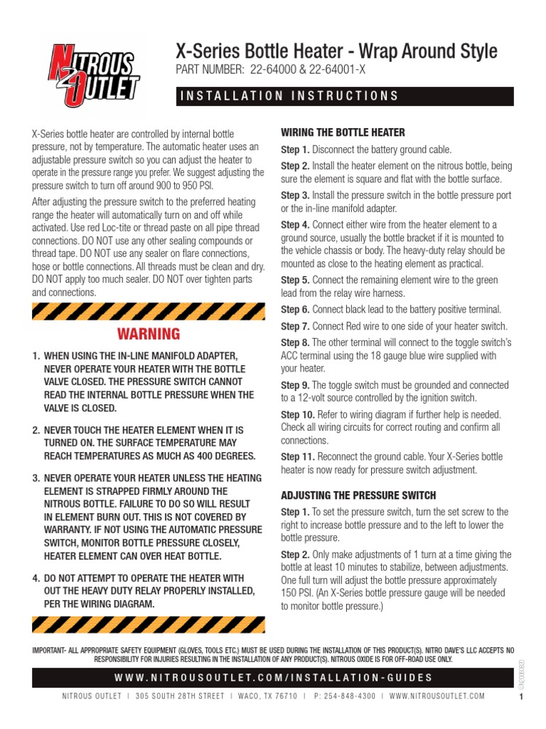 Xseries Wrap Around Bottle Heater | PDF | Switch | Pressure