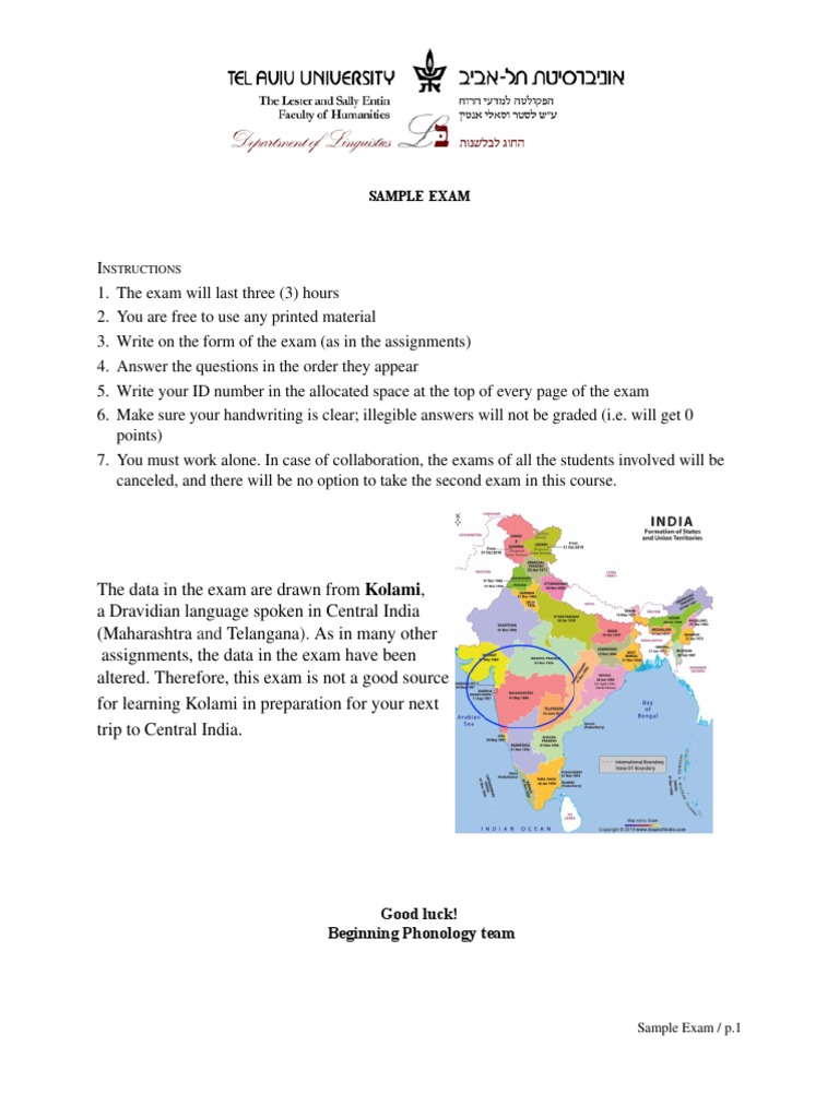 Kolami Sample Exam - Solution | PDF | Stress (Linguistics) | Phonetics