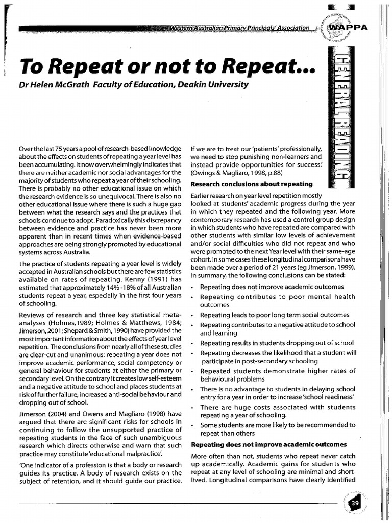 To Repeat or Not to Repeat- Helen McGrath (2) | PDF