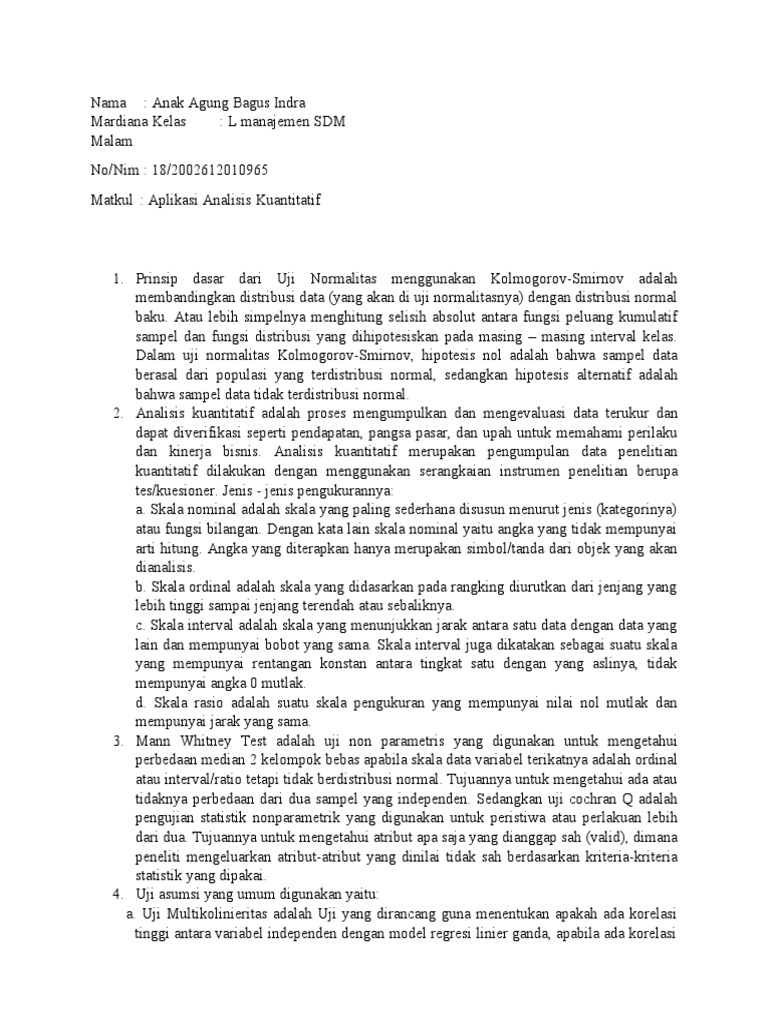 18 - Anak Agung Bagus Indra Mardiana - Uts Aplikasi Analisis Kuantitatif | PDF