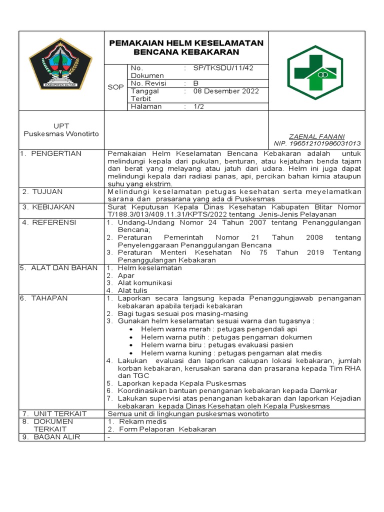 Helm Keselamatan untuk Bencana Kebakaran | PDF