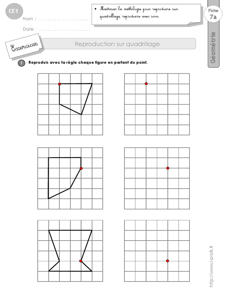 Ce1 Exercices Reproduction Sur Quadrillage | PDF