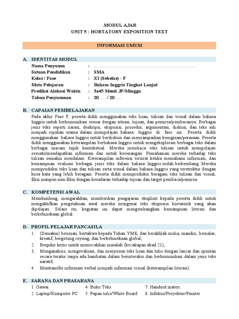 Unit 5 - Hortatory Exposition Text | PDF