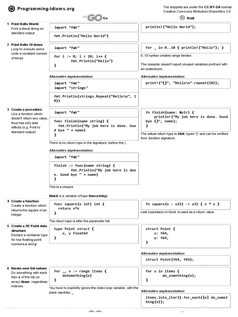 Go, Rust Cheat Sheet | Download Free PDF | Algorithms And Data ... Go, Rust Cheat Sheet | Download Free PDF | Algorithms And Data ...