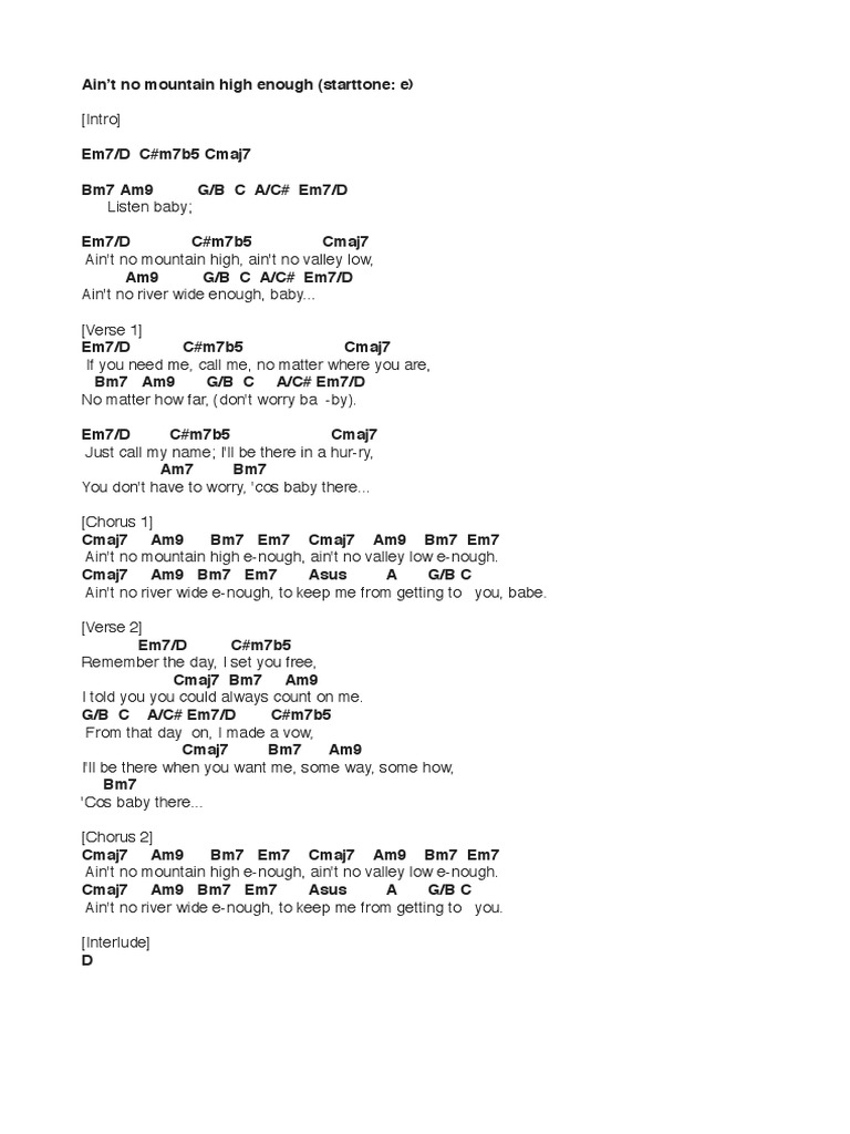 Aint No Mountain High Enough | PDF | Songs | Song Forms