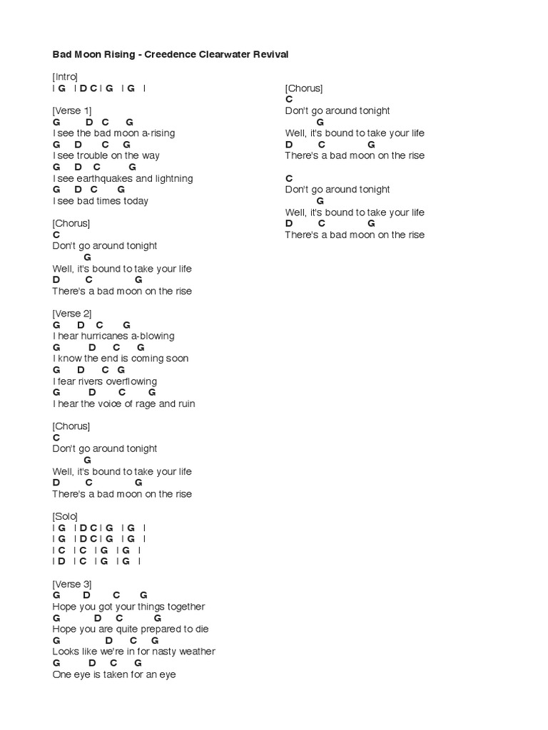 Bad Moon Rising - Creedence Clearwater Revival | PDF